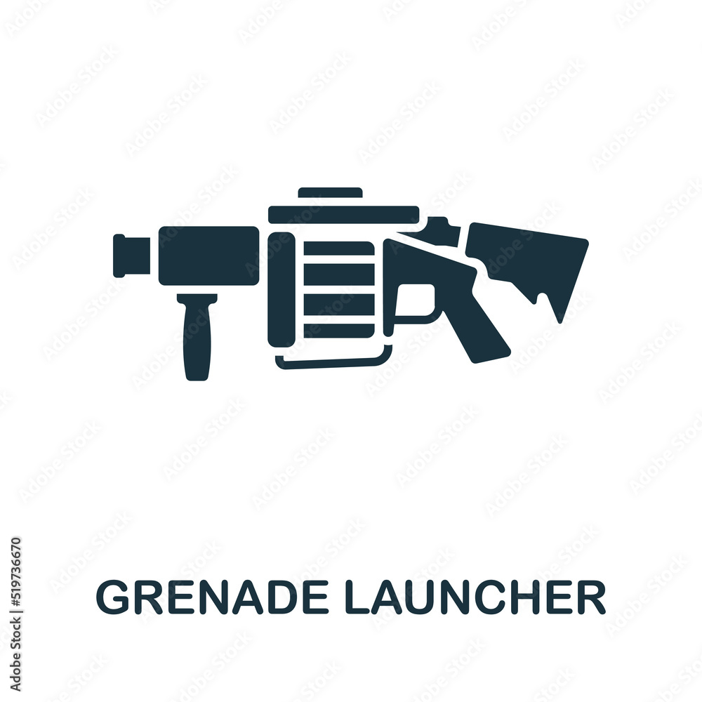 Grenade Launcher icon. Monochrome simple line Weapon icon for templates ...