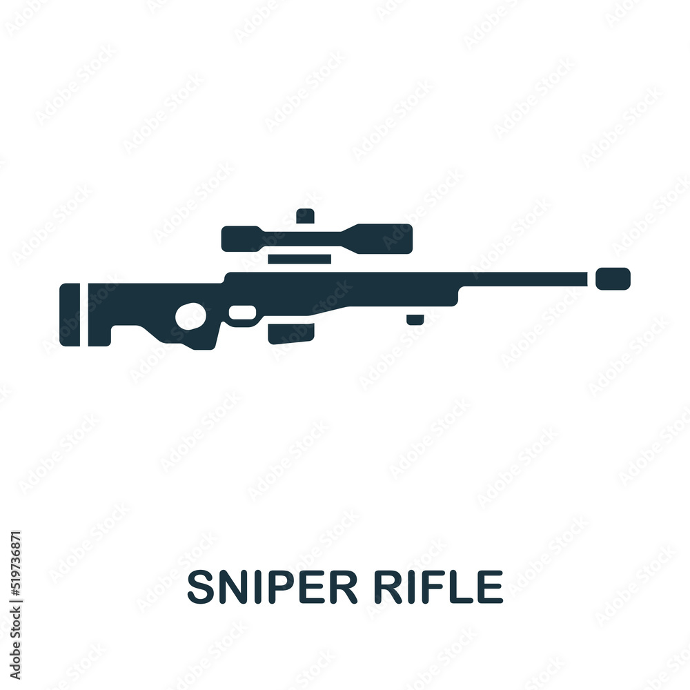 Sniper Rifle icon. Monochrome simple line Weapon icon for templates ...