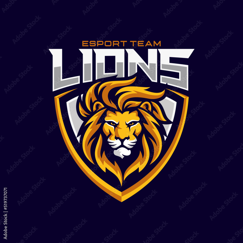 Lions mascot logo design illustration for sport or e-sport team Stock Vector | Adobe Stock