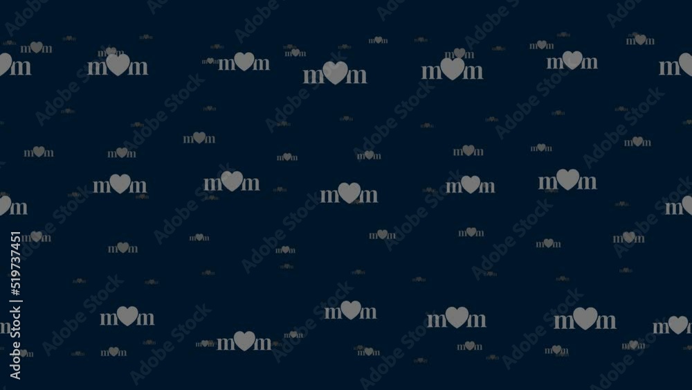 Mother's day symbols float horizontally from left to right. Parallax fly effect. Floating ...