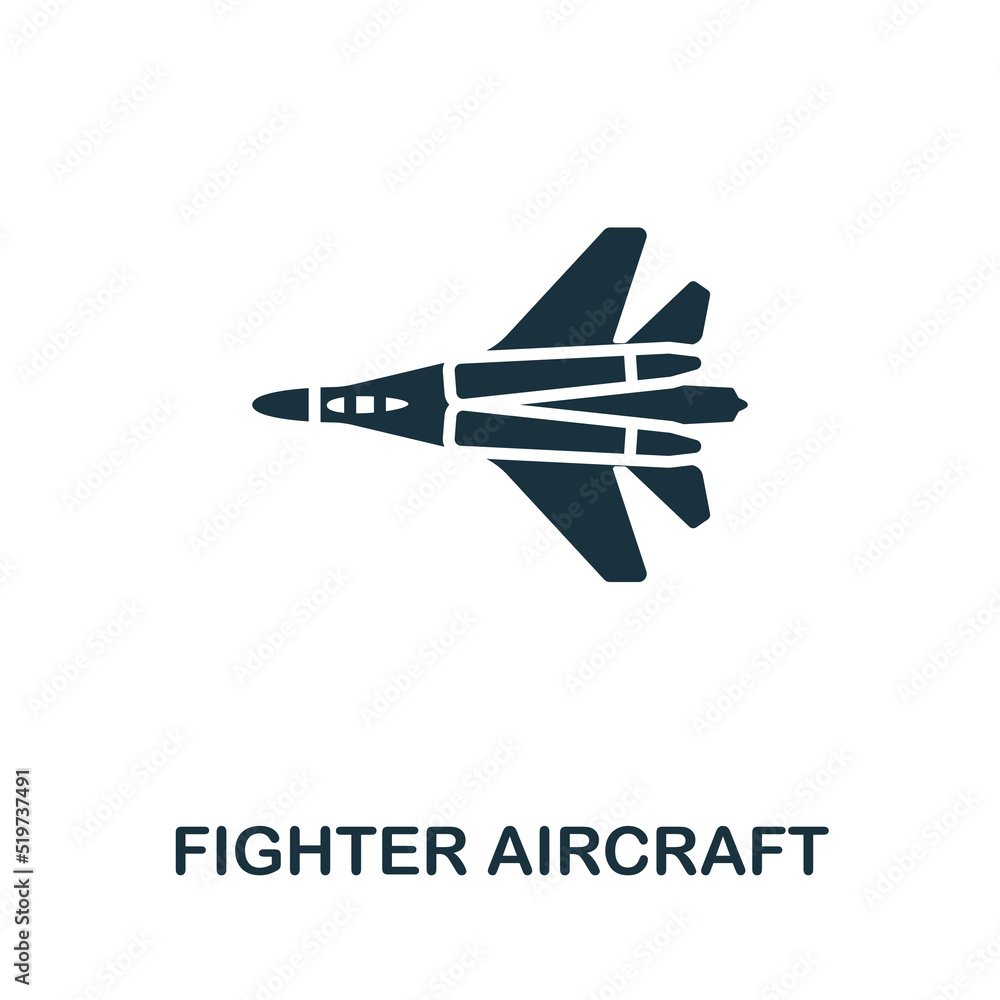 Fighter Aircraft icon. Monochrome simple line Weapon icon for templates ...
