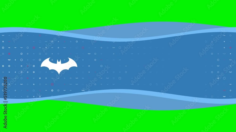 Animation of blue banner waves movement with white bat symbol on the ...