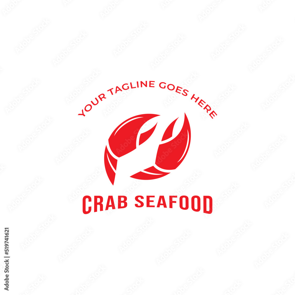 vector red crab seafood culinary logo design combined fork and spoon ...