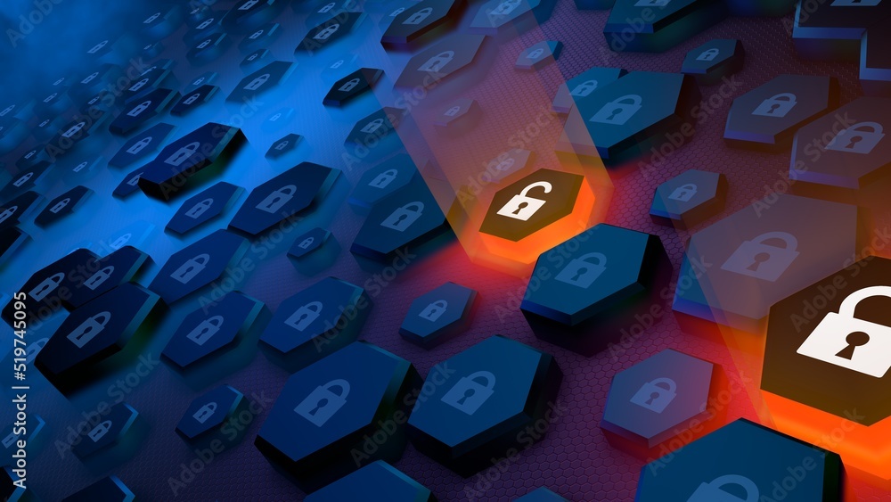 Visualization of cyber attacks. Concept of data security. Computer ...