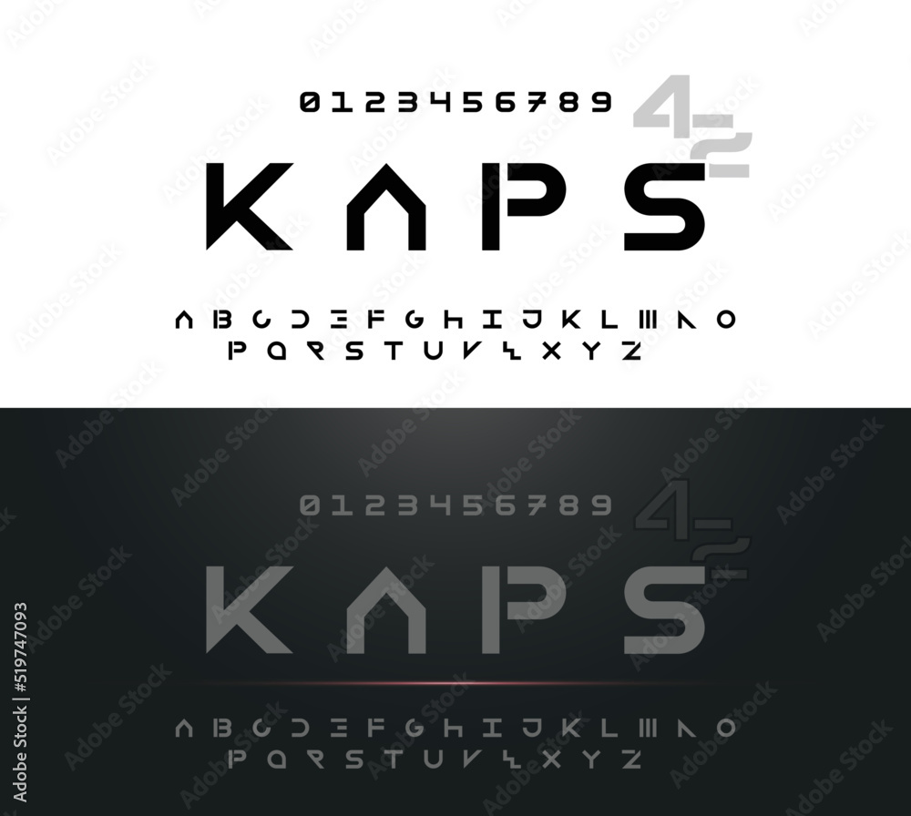 KAPS Sports minimal tech font letter set. Luxury vector typeface for ...