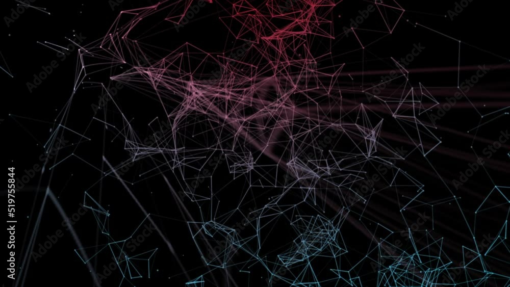 Abstract motion video with plexus polygon particles, modern futuristic or big data technology ...