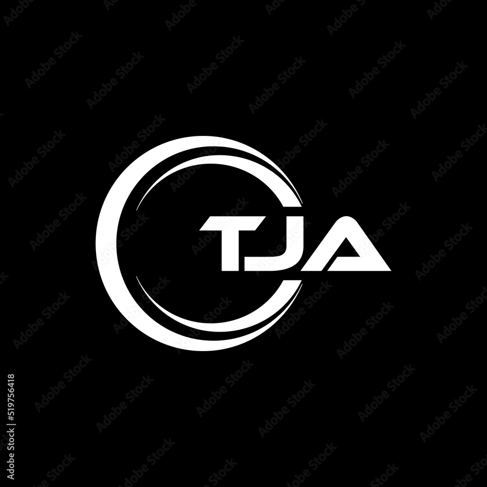 Vecteur Stock TJA letter logo design with black background in ...