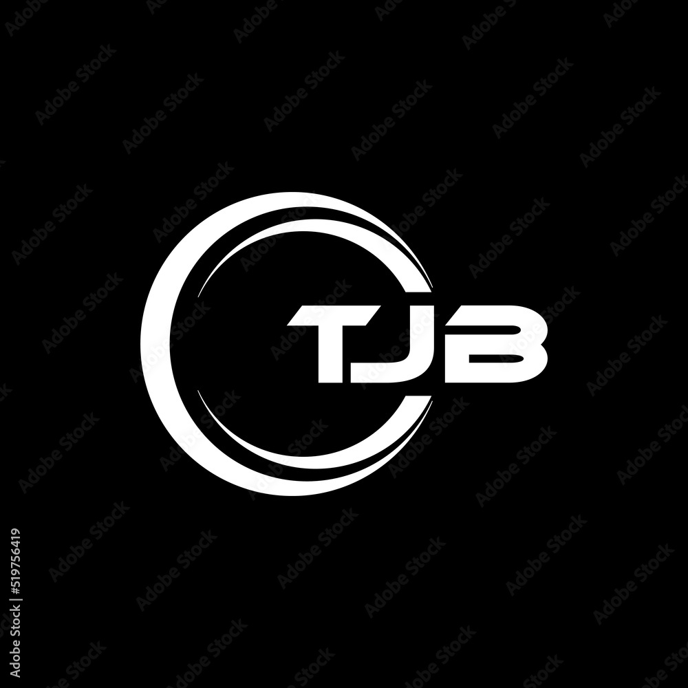 TJB letter logo design with black background in illustrator, cube logo ...