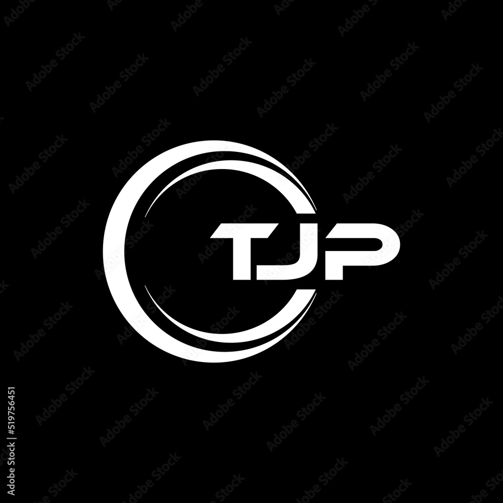 TJP letter logo design with black background in illustrator, cube logo ...