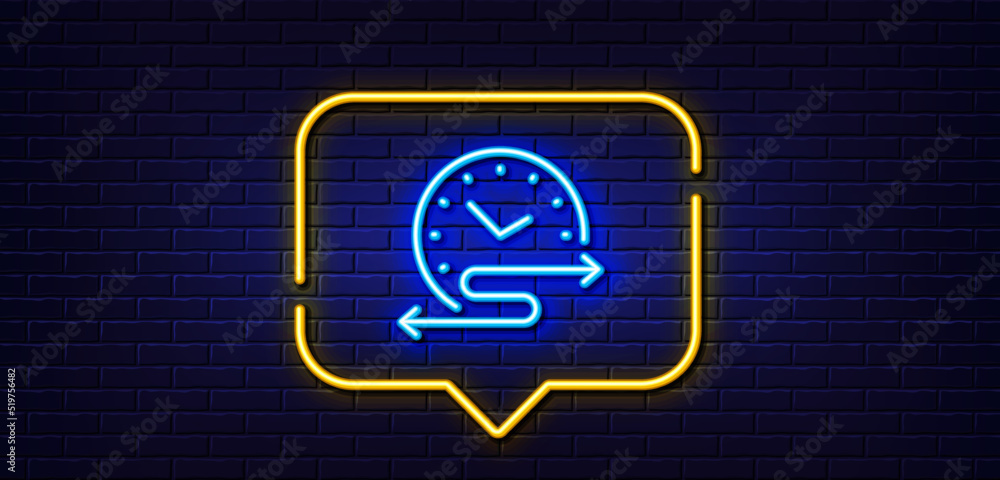 Neon light speech bubble. Time schedule line icon. Transport timetable ...