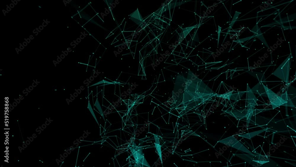 Teal motion video with plexus polygon particles, modern futuristic or ...