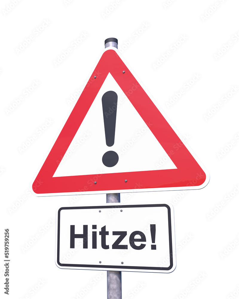 3d Illustration - Verkehrsschild - Achtung - Hitze - Freisteller ...