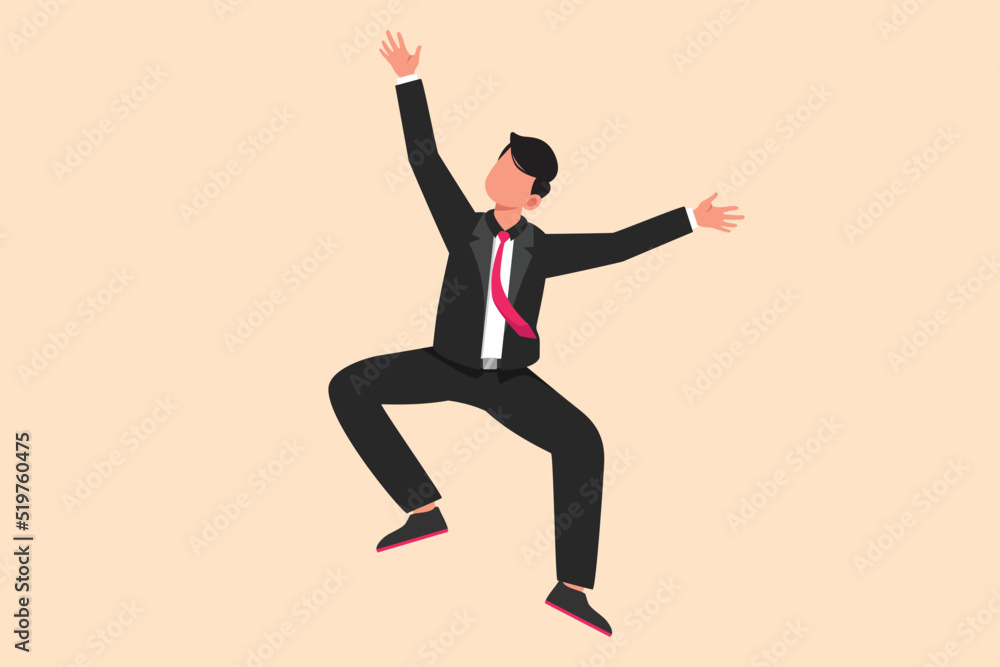 Business design drawing happy businessman jump with both hands raised ...