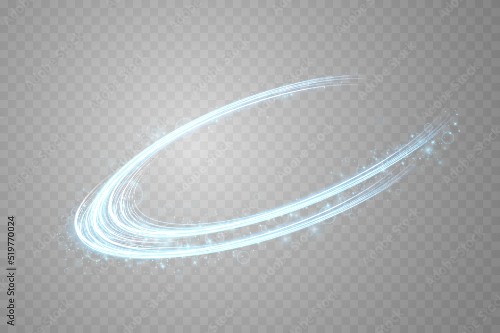 Abstract light lines of movement and speed with blue color sparkles ...