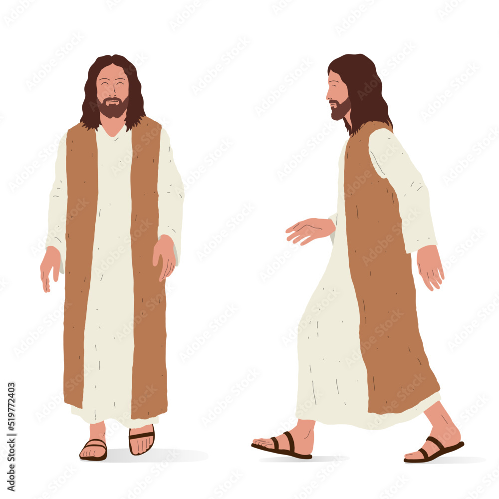 Jesus standing, front and side view. Isometric vector illustration ...