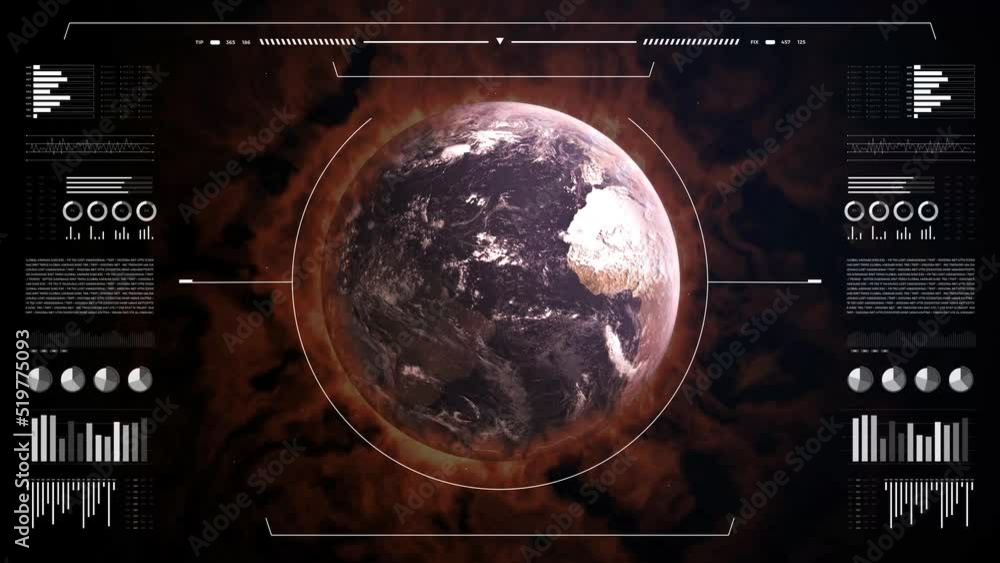 Climate changes analysis. Digital interface with animated infographics ...