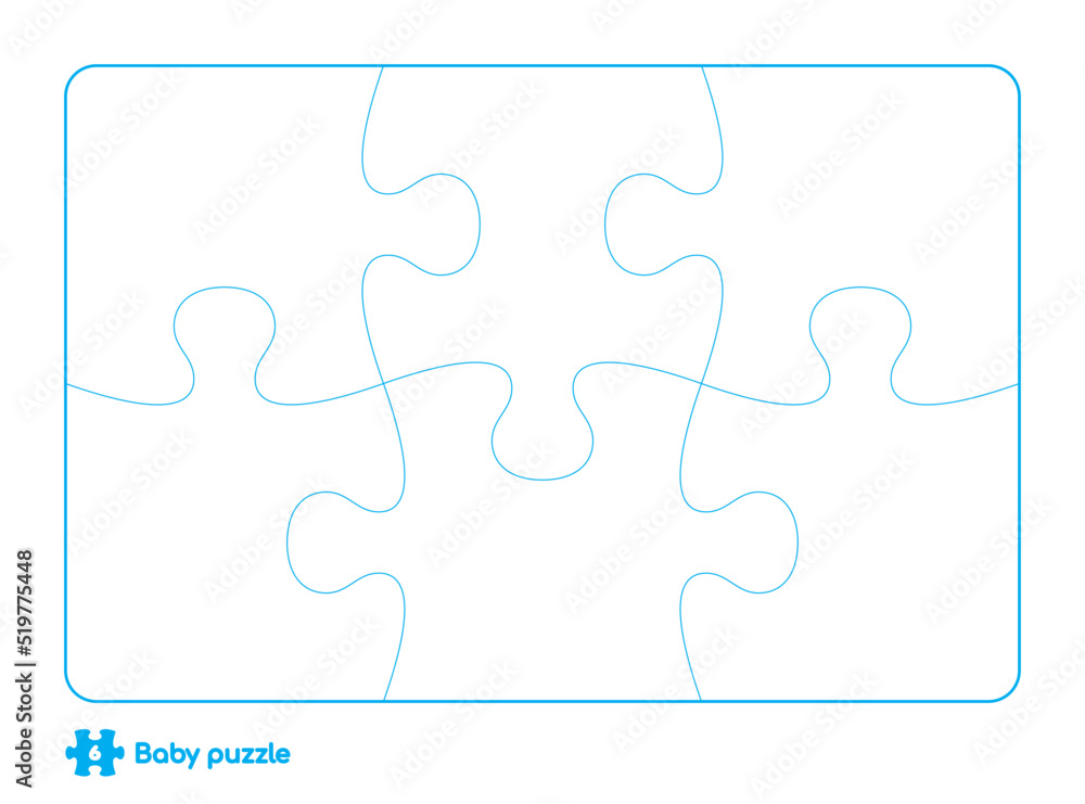 Vector baby puzzle template. 6 pieces. Isolated on white background ...