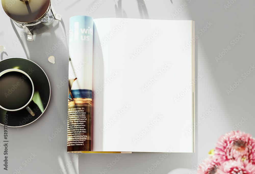 Mockup with magazine clean page. Design identity realistic background ...