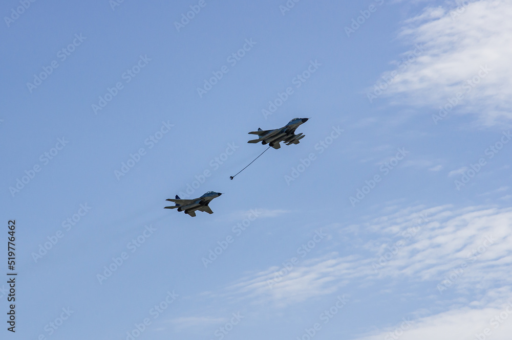 Russian MiG-29 multirole fighter jet and (NATO-Fulcrum) MiG-35 fighter ...
