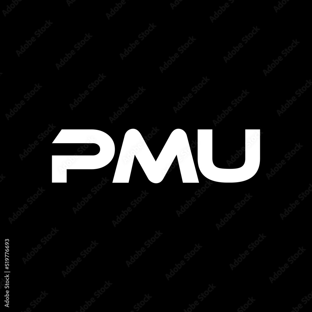 PMU letter logo design with black background in illustrator, vector ...
