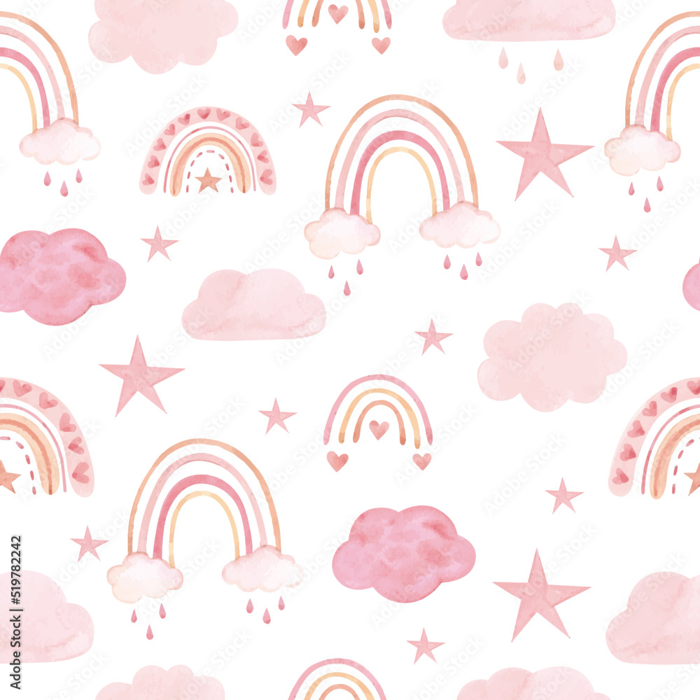 Watercolor pink rainbow pattern. Vector illustration Stock Vector ...