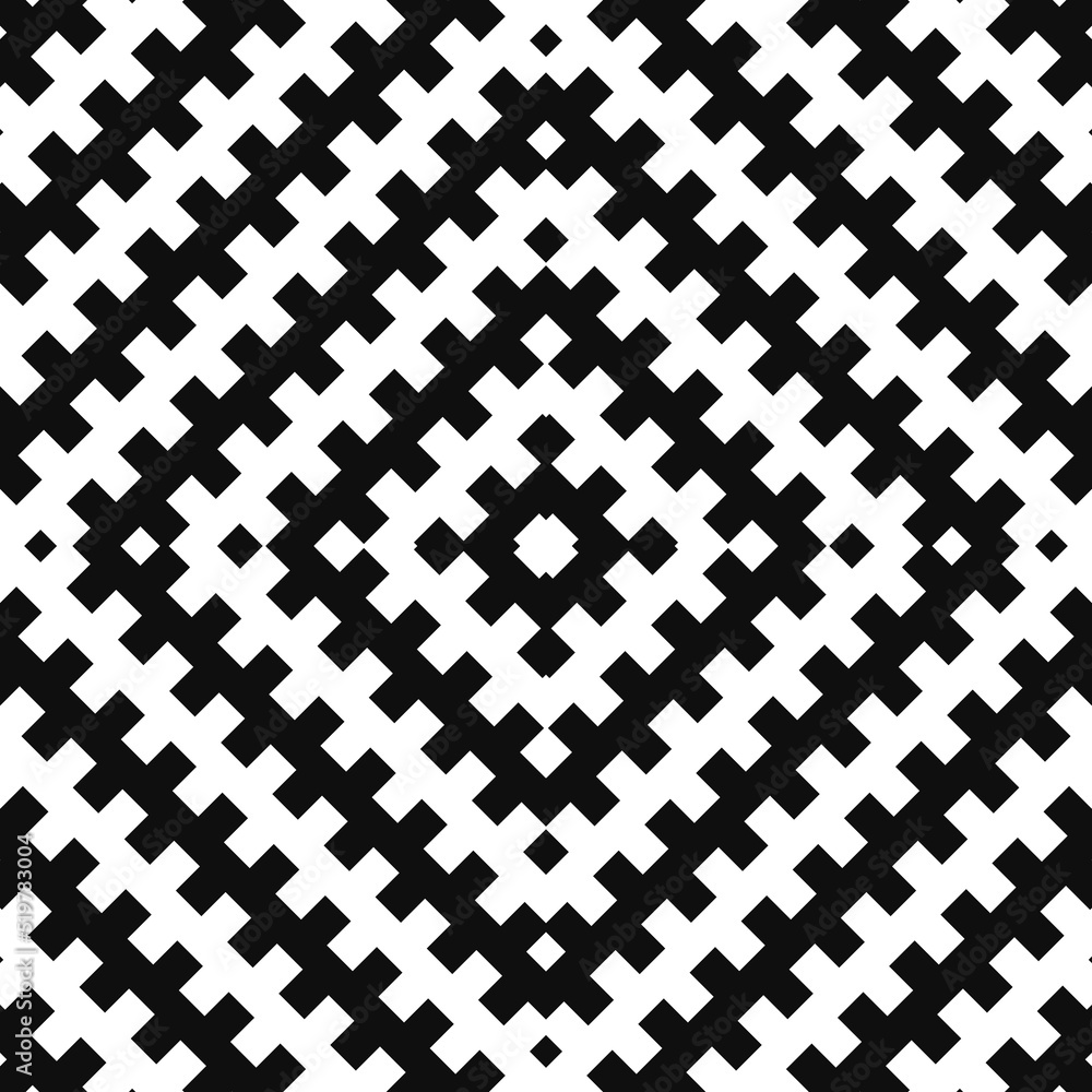 Seamless pattern with symmetric geometric ornament. Black color counter ...
