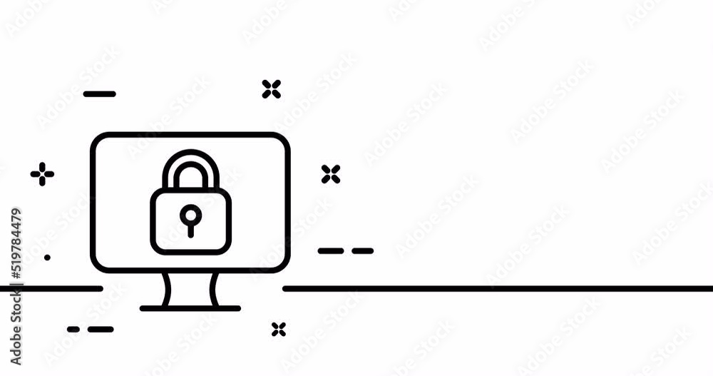 Monitor with lock. Shield, password, security, hacker, antivirus ...