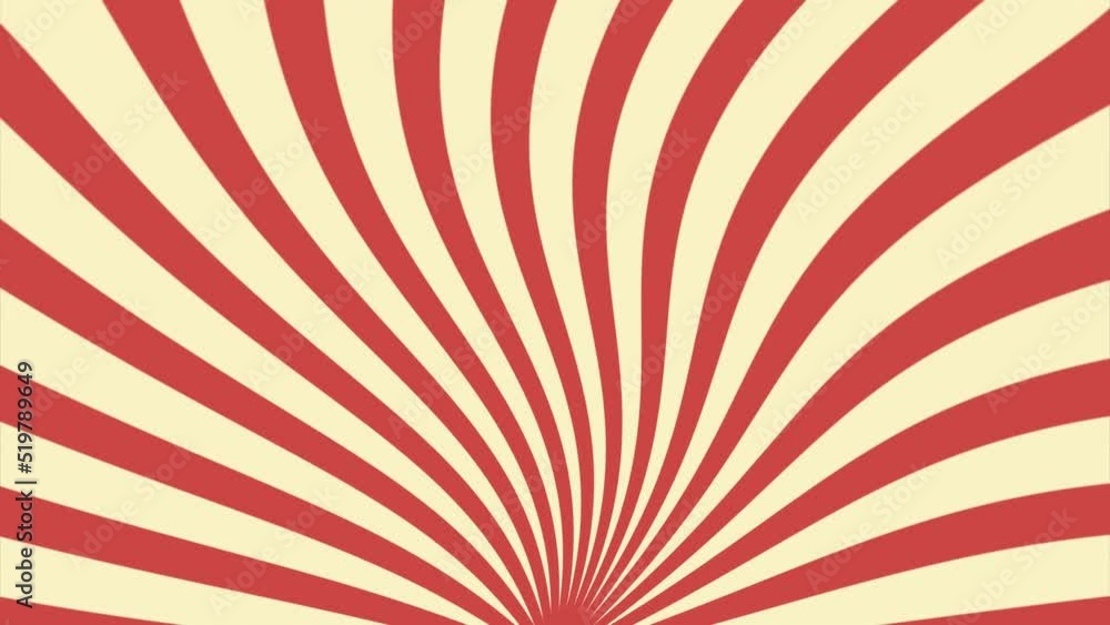 Groovy Red Sunburst Stripes Animation Background, Seamless Loop. Retro ...