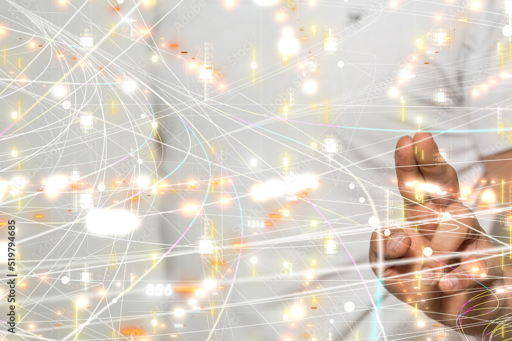 Neural network 3D illustration. Big data and cybersecurity Stock Photo ...