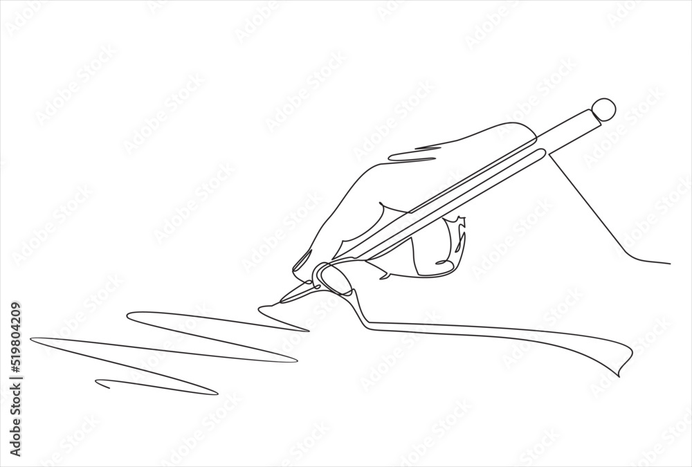 Continuous one line drawing of hand writing minimalism style. Fingers ...
