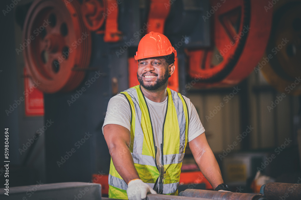 Portrait African American Black afro worker in factory, Cameroon Black ...
