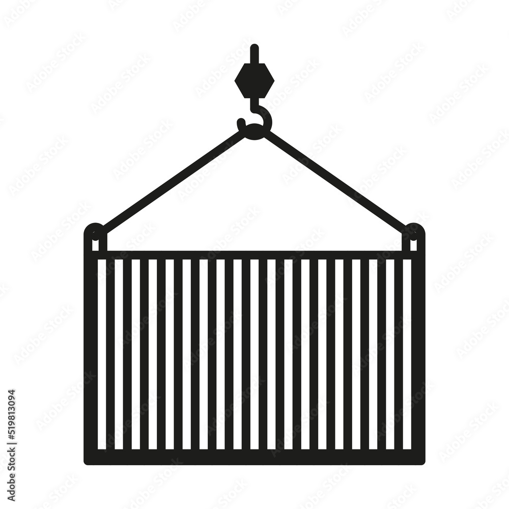 Lift a load line icon. Hook, crane, logistics, box, transfer, heavy ...