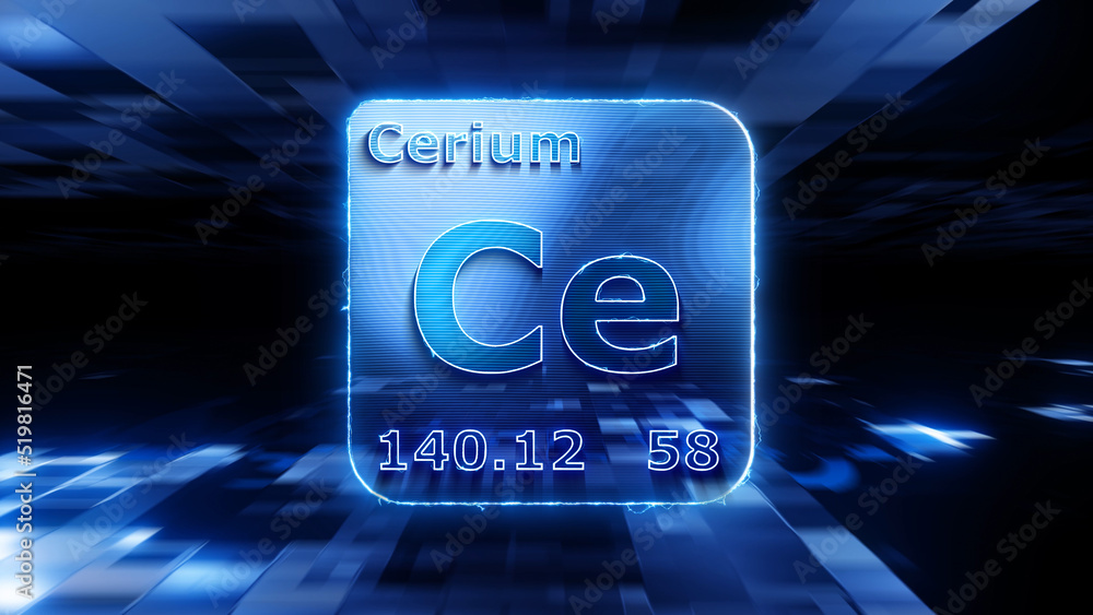 Modern periodic table element Cerium 3D illustration Stock Illustration ...
