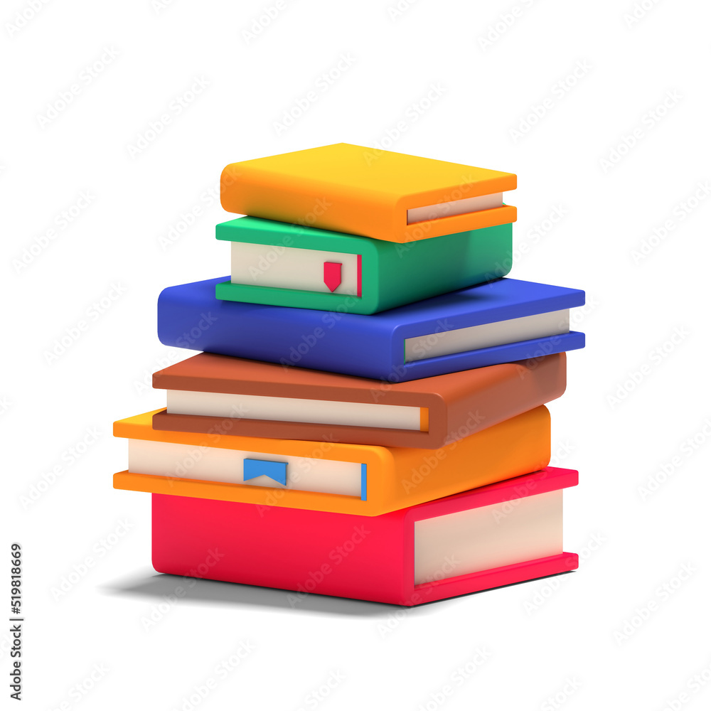 3d render illustration. Pile of books isolated on a white background ...
