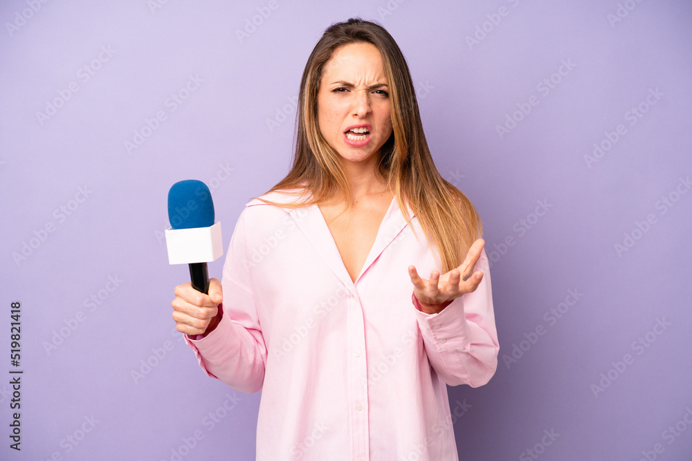 pretty caucasian woman looking angry, annoyed and frustrated ...