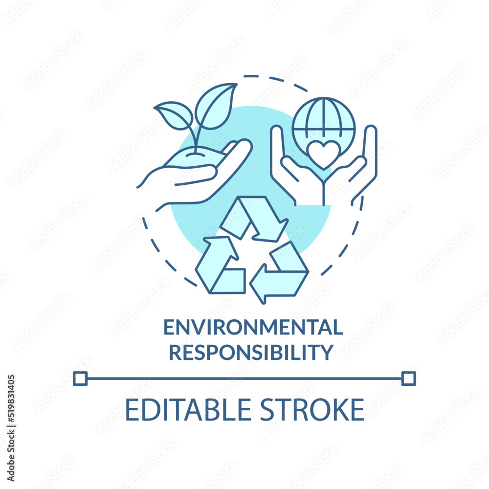 Environmental responsibility turquoise concept icon. Type of CSR ...
