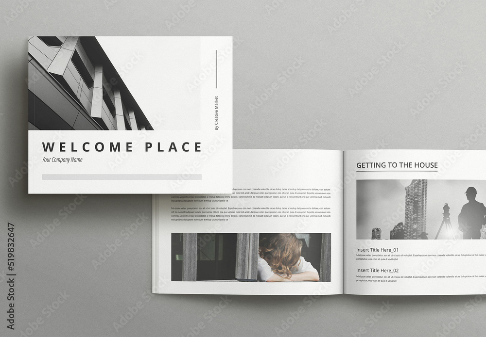Welcome Book Magazine - Landscape Stock Template | Adobe Stock