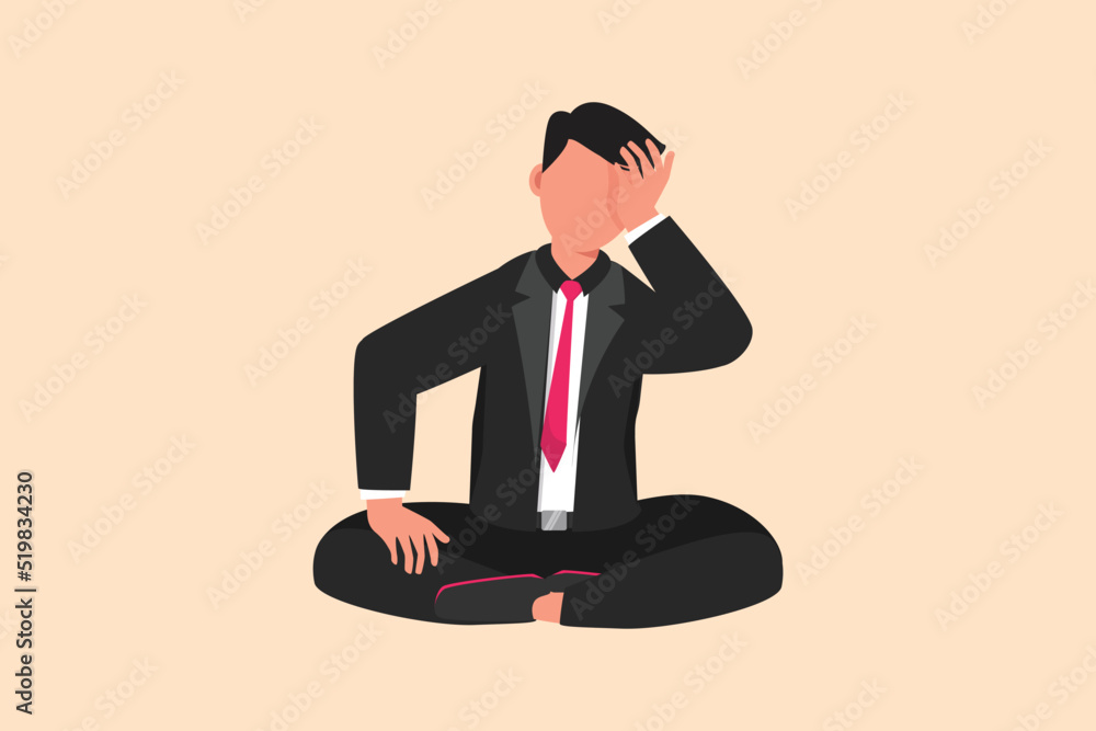 Business flat cartoon style drawing businessman who is asking questions ...