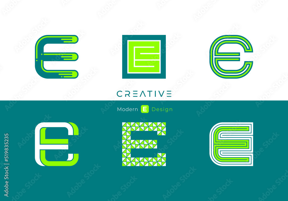 Letter E, modern alphabet, fonts, characters design, vector ...
