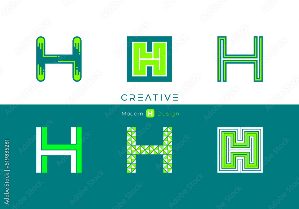 Letter H, modern alphabet, fonts, characters design, vector ...