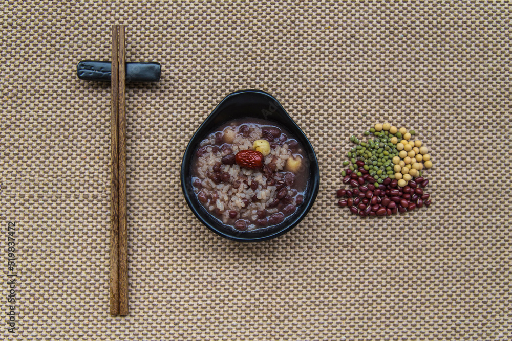 Roughage breakfast porridge with red dates and red beans Stock Photo ...