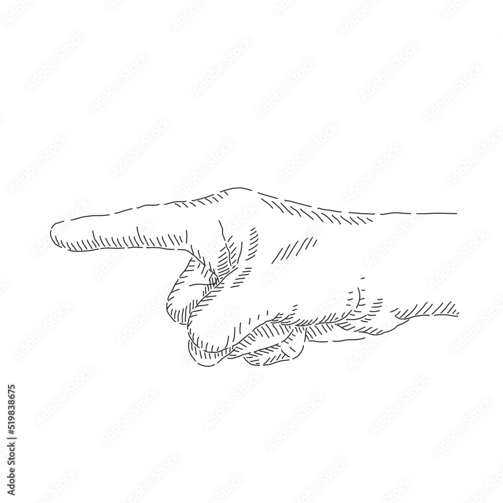 Boceto de mano señalando. Dibujo de mano minimalista. Dedo señalando ...