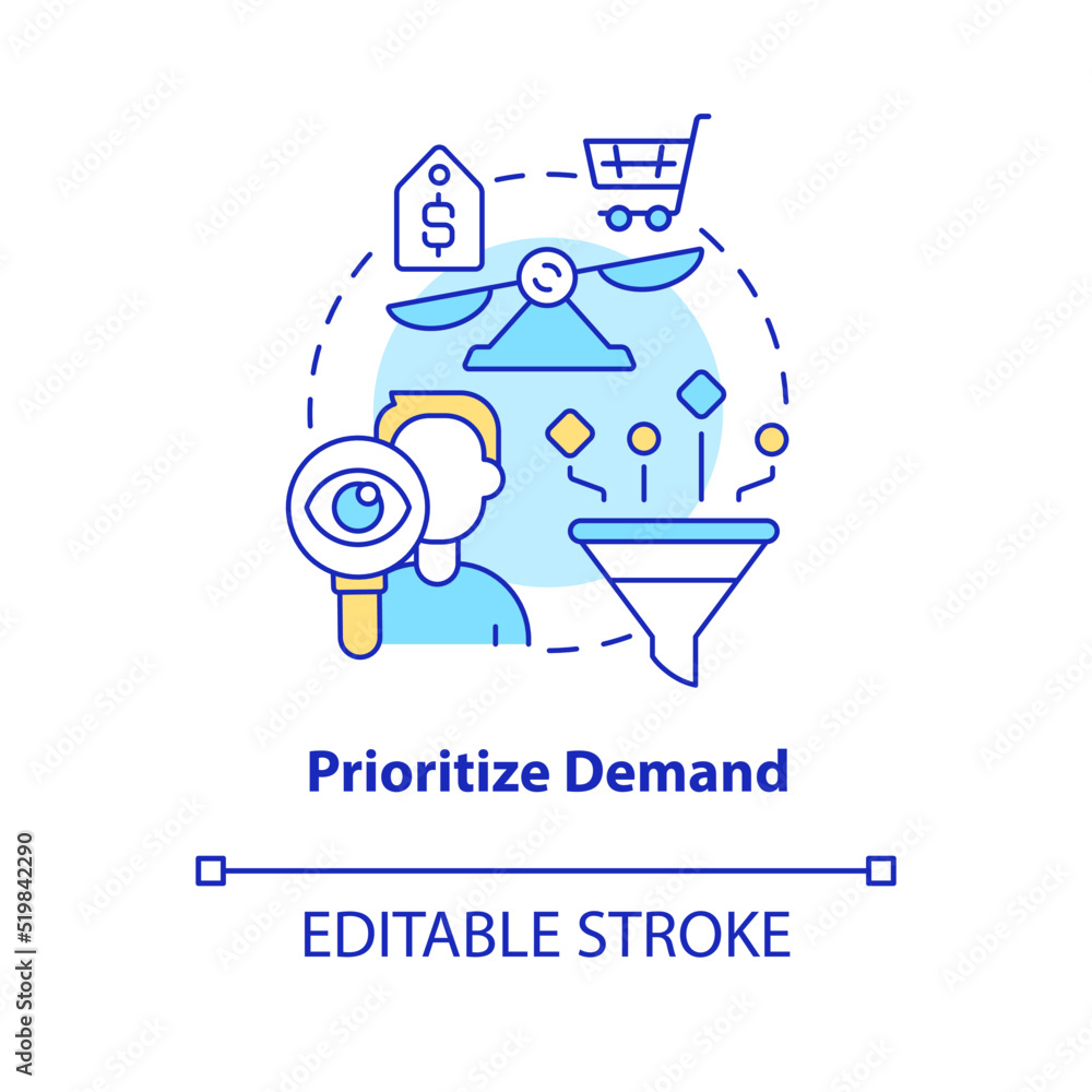 Prioritize demand concept icon. Business analytics. Supply chain ...