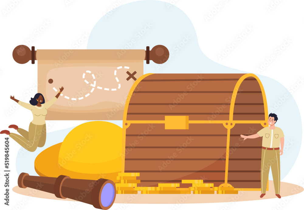 Treasure Hunt Flat Background Stock Vector | Adobe Stock