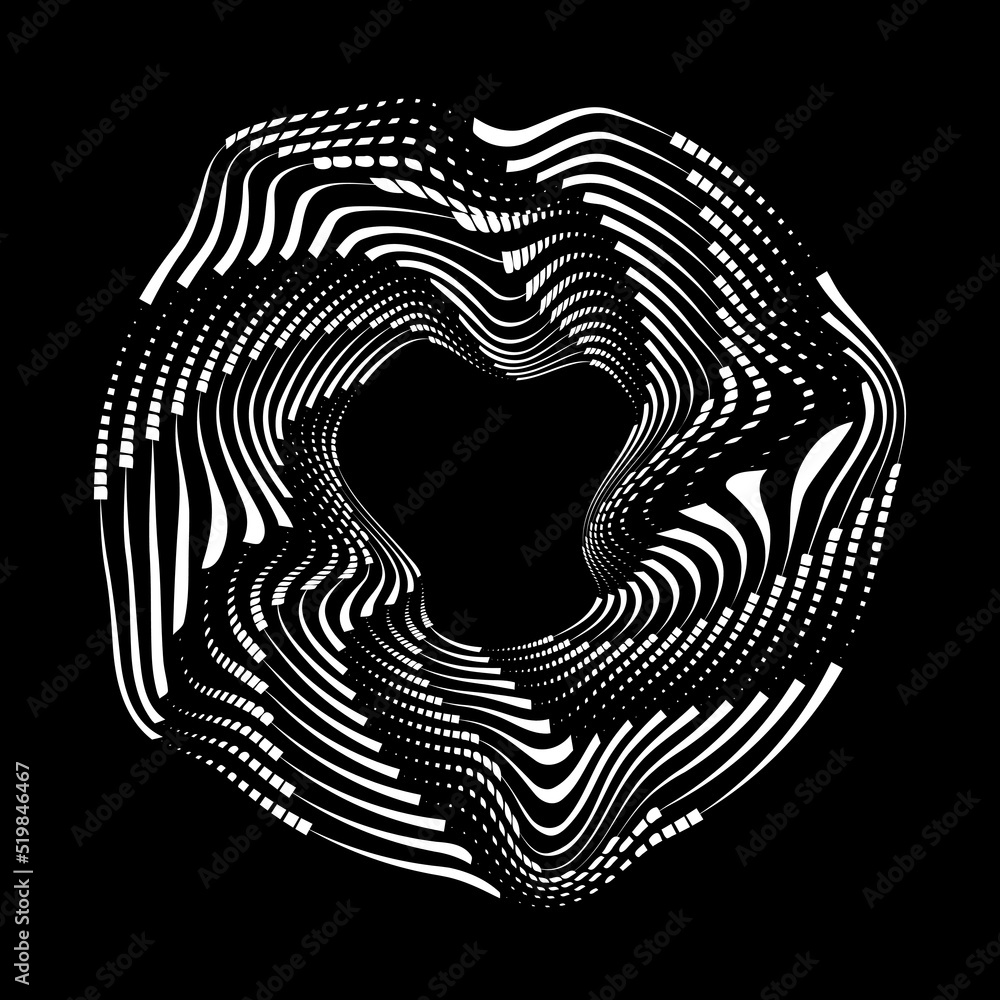 Melted dotted speed lines in spiral form. Geometric shape. Vector ...