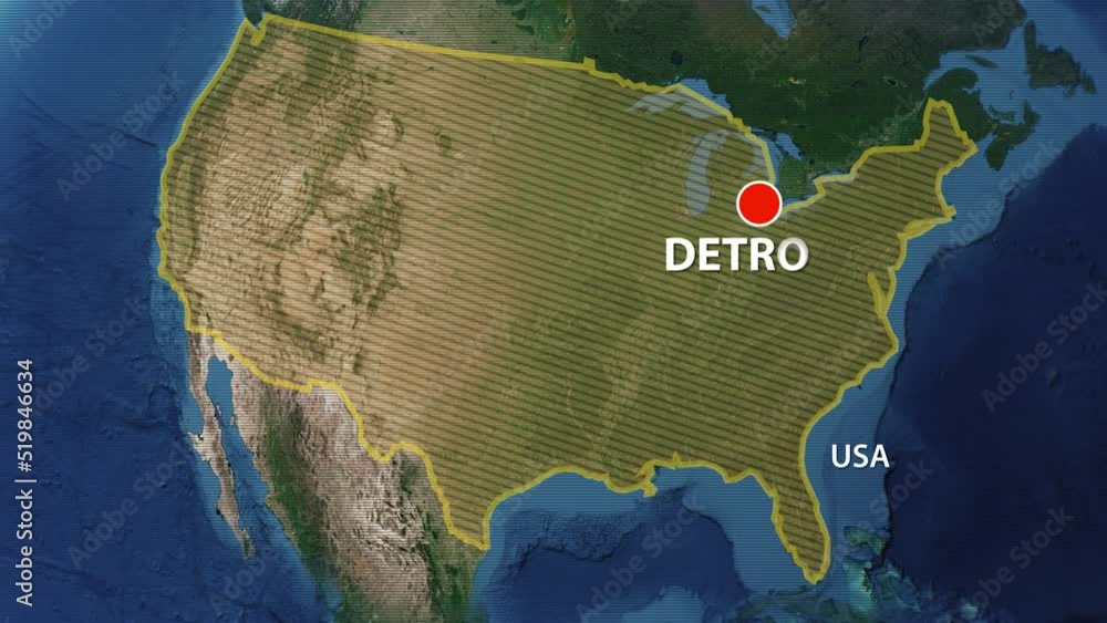 Designation of the borders the United States of America on the map and ...