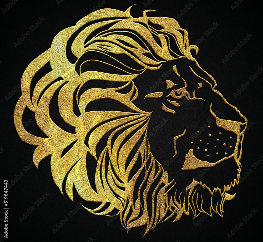 lion face side look with golden effect Stock Illustration | Adobe Stock