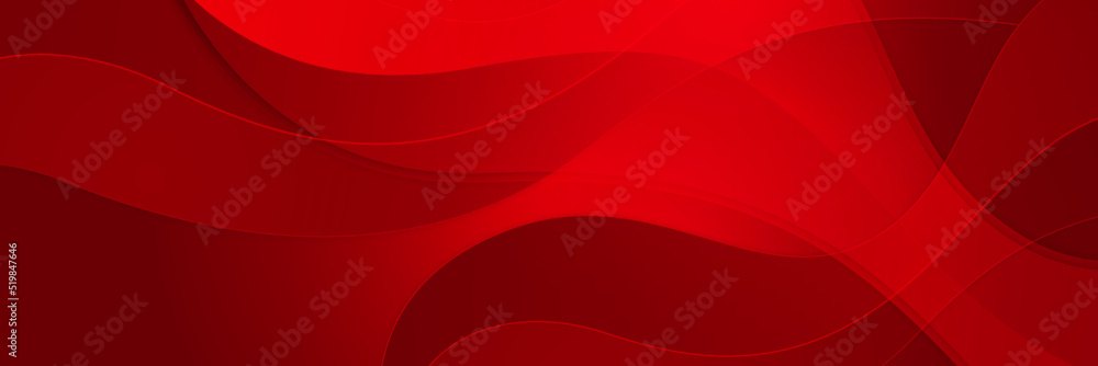 Modern red abstract vector long banner. Minimal background with waves ...