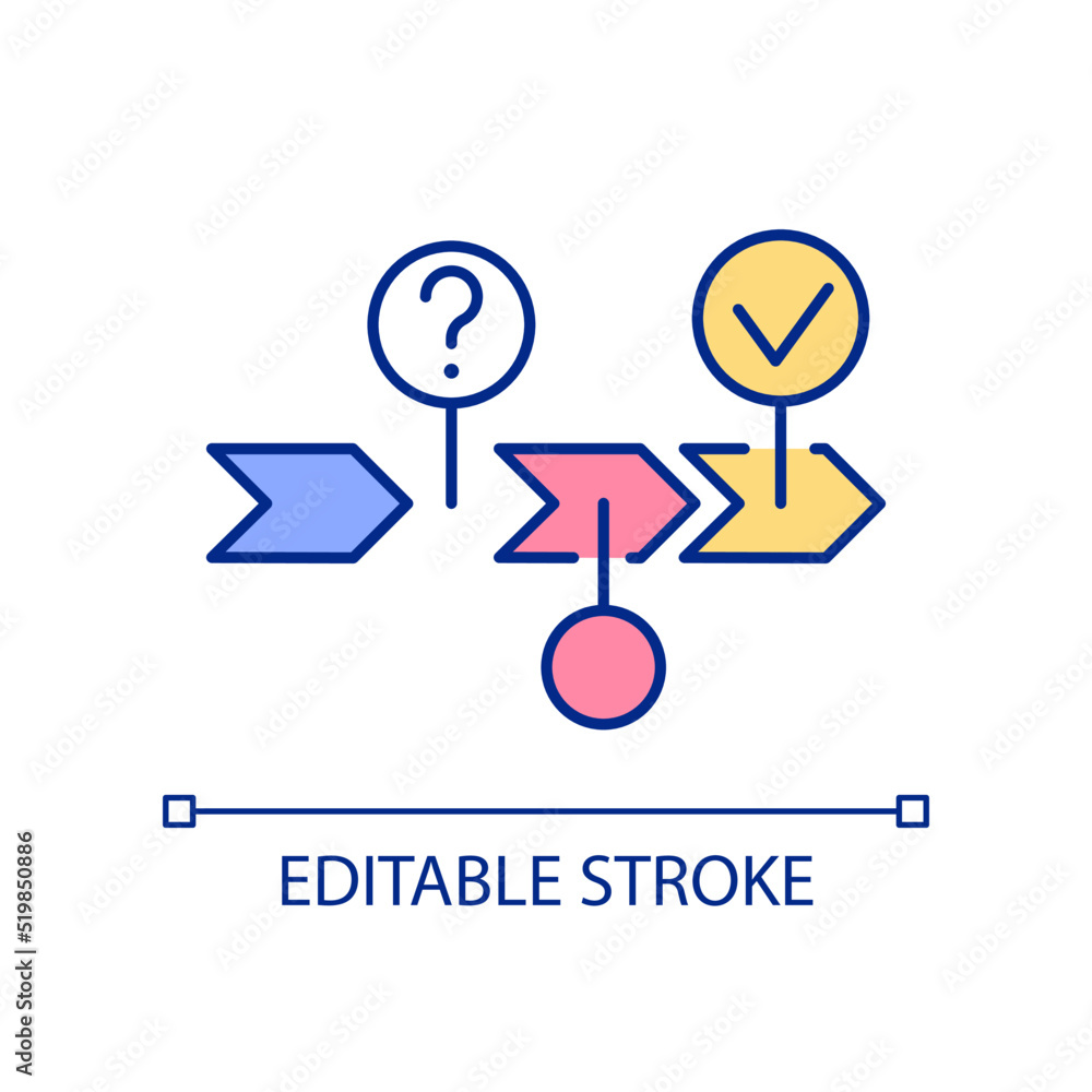 Logical thinking process RGB color icon. Studying and solving problem ... Logical thinking process RGB color icon. Studying and solving problem ...