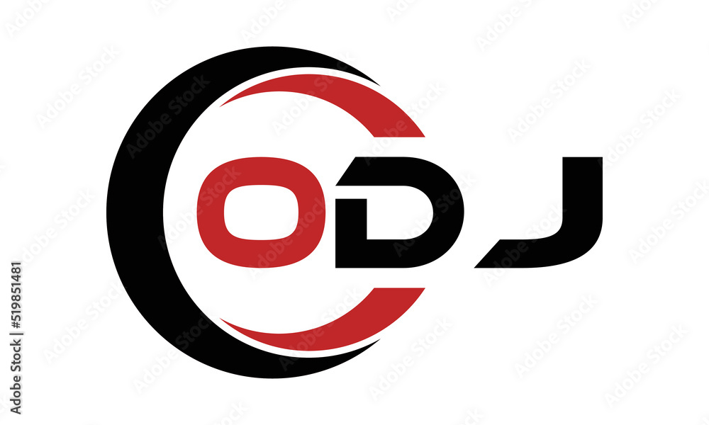 ODJ swoosh three letter logo design vector template | monogram logo ...